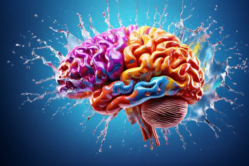 Creative 3D Illustration of the Human Brain for Thinking Concept Stock ...