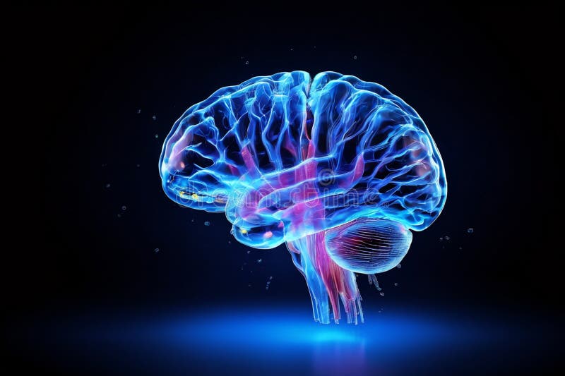 Creative 3D Illustration of the Human Brain for Thinking Concept Stock ...