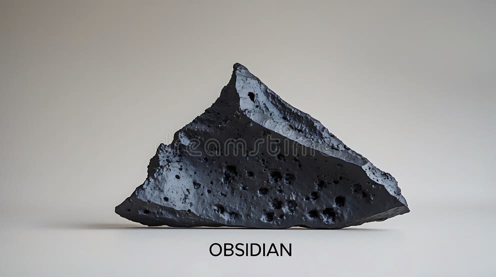 Unique Piece of Pitted Obsidian Showcasing Intricate Textures and ...