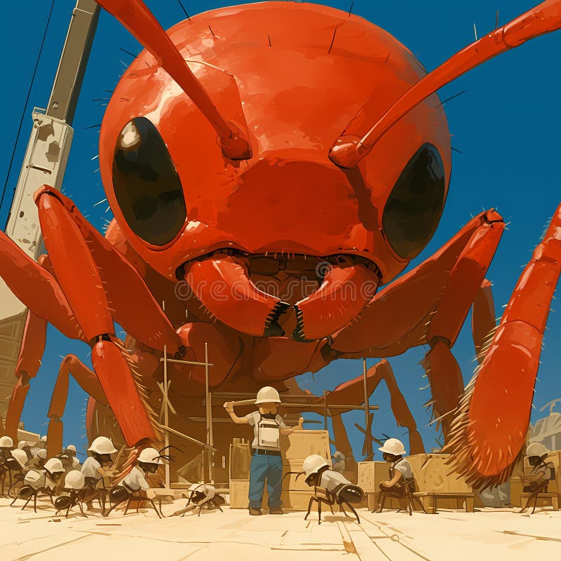 Huge Robot Ant in Construction Site - Stock Image Stock Illustration ... Huge Robot Ant in Construction Site - Stock Image Stock Illustration ...
