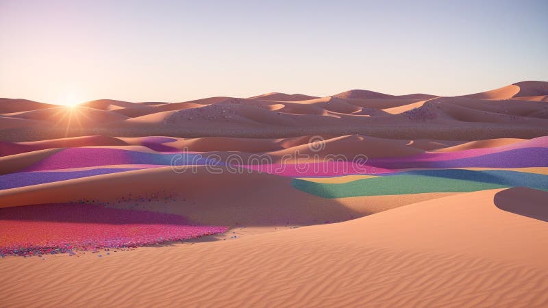 A Remarkable View of a Desert with a Sun Setting in the Background AI ...