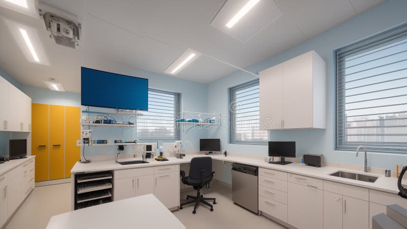 A Remarkable View of a Lab with a Desk, Computer, and a Monitor AI ...