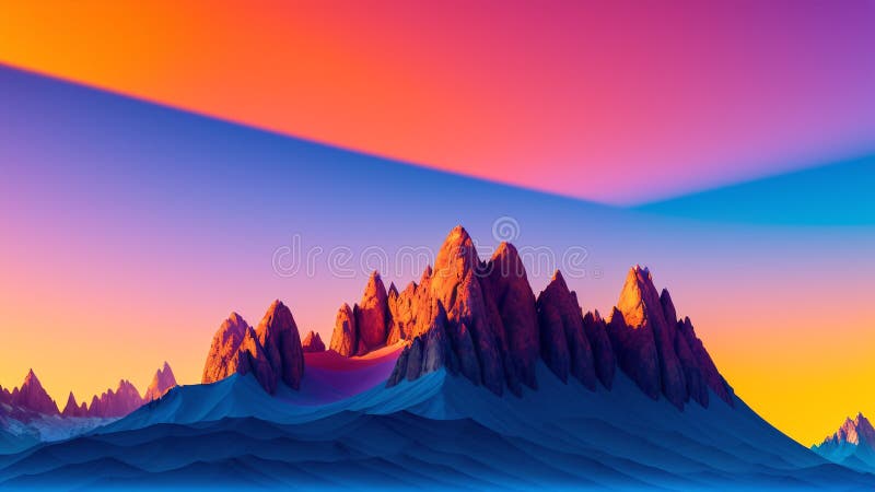 A Remarkable View of a Mountain Range with a Sunset in the Background ...