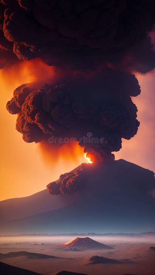 A Remarkable View of a Volcano Eruptting from a Cloud of Smoke AI ...