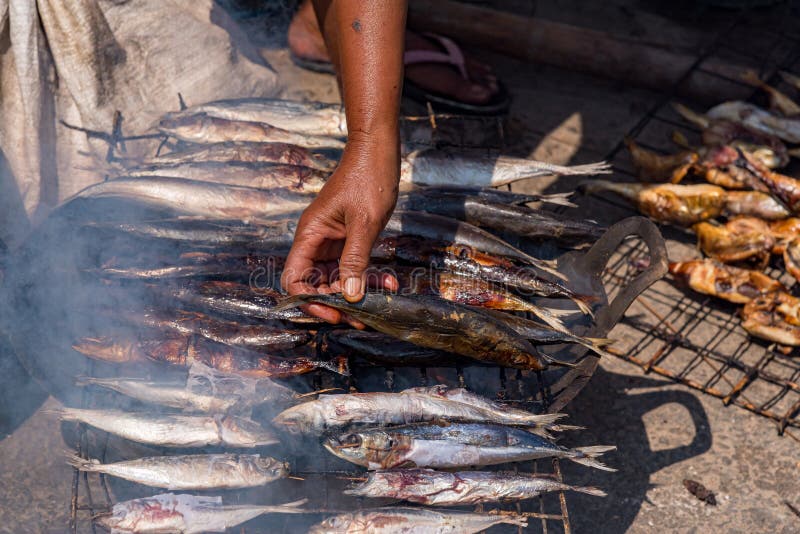 A View of the Fish Smoking Process Stock Photo - Image of seafood ...