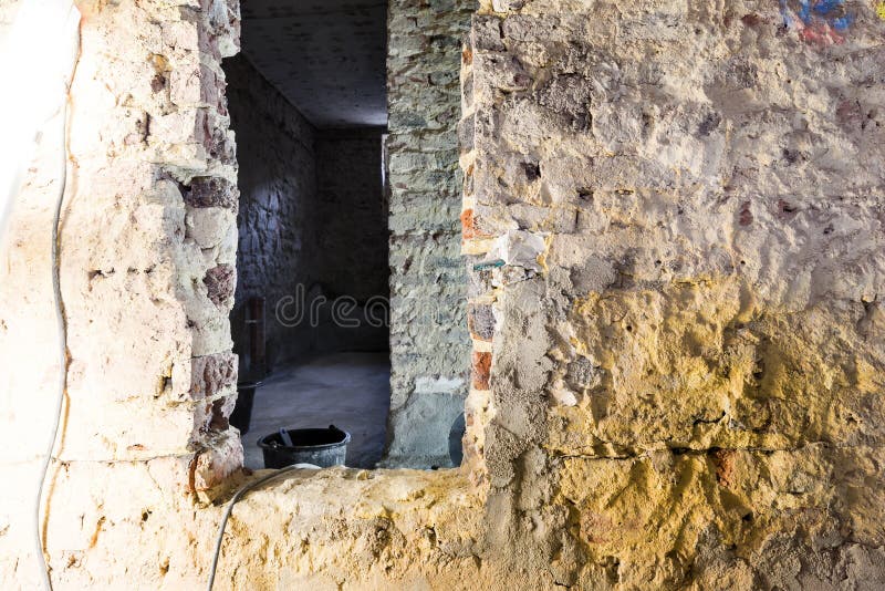 Remediation of brick wall stock image. Image of insulation - 80208435