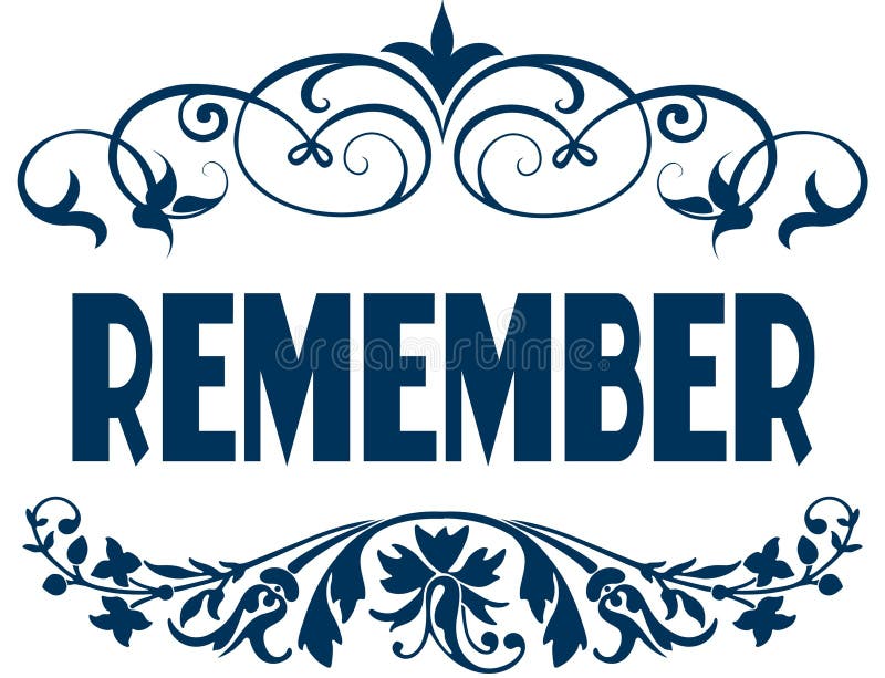 REMEMBER Text on Flower Label. Stock Illustration - Illustration of ...