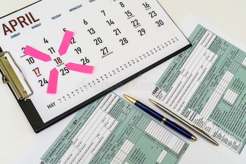 Remember an Important Date in April when Filing a Tax Return. Editorial ...