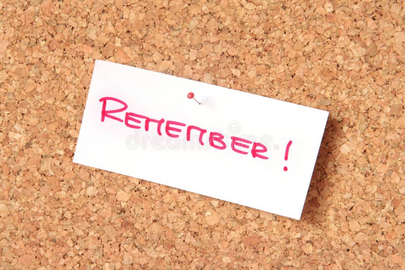 Remember note stock photo. Image of cork, holder, paper - 5768596