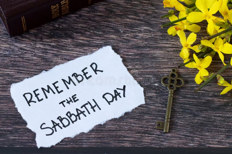 Remember the Sabbath Day, Handwritten Note with Holy Bible and Ancient ...