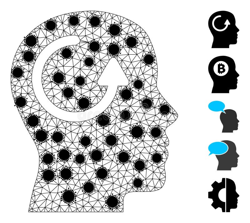 Remember Wireframe Mesh Icon with Infection Items Stock Vector ...