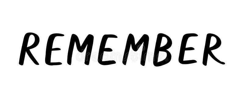 Remember Word Bold Handwritten Doodle Lettering Phrase or Quote ...
