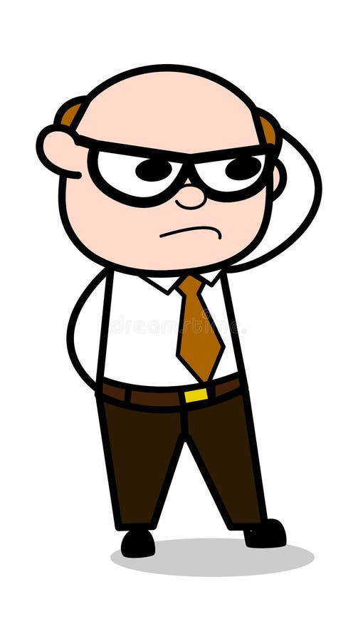 Remembering - Retro Cartoon Office Old Boss Man Vector Illustration ...