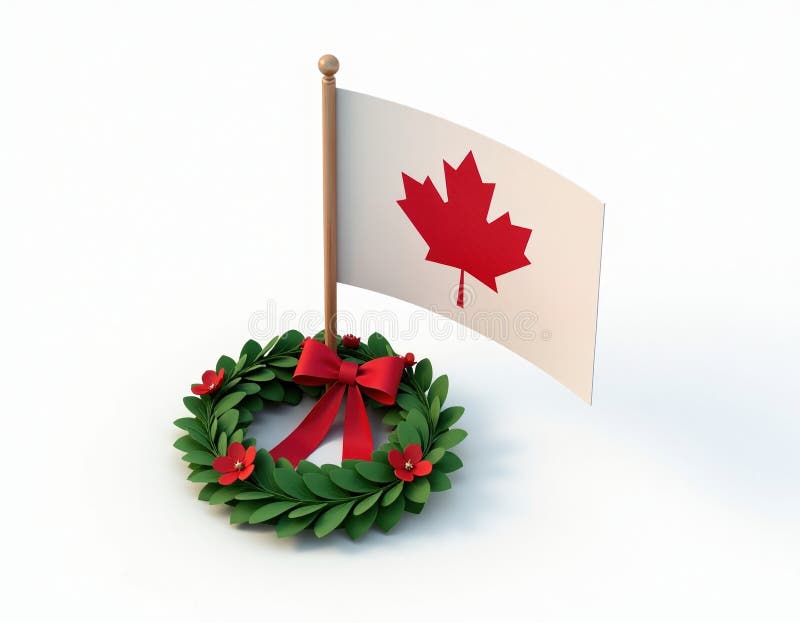 Remembrance Day Wreath with Canadian Flag Stock Illustration ...