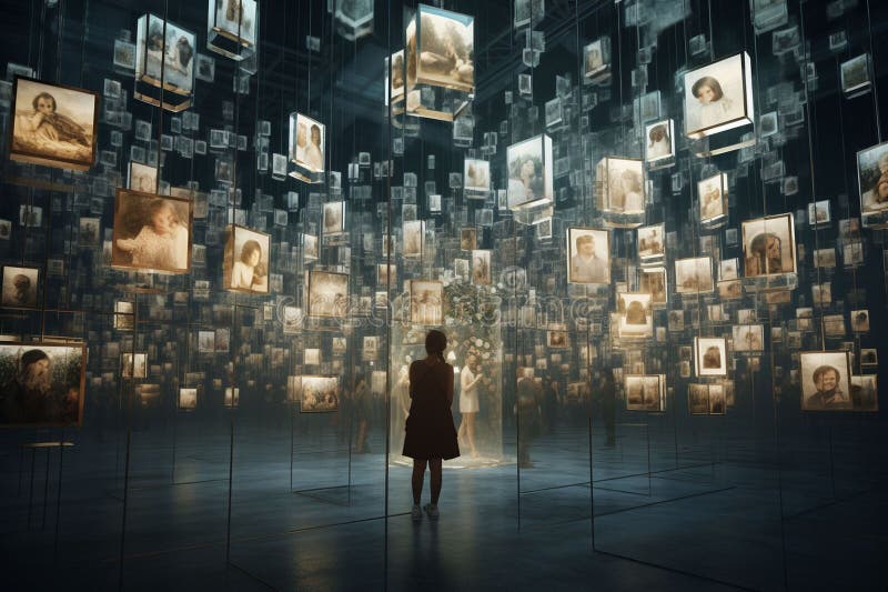 Remembrance Installation with Hanging Photos and Stock Illustration ...