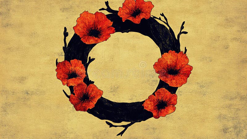 Remembrance Poppy Wreath, Textured Background, Memorial Design Stock ...