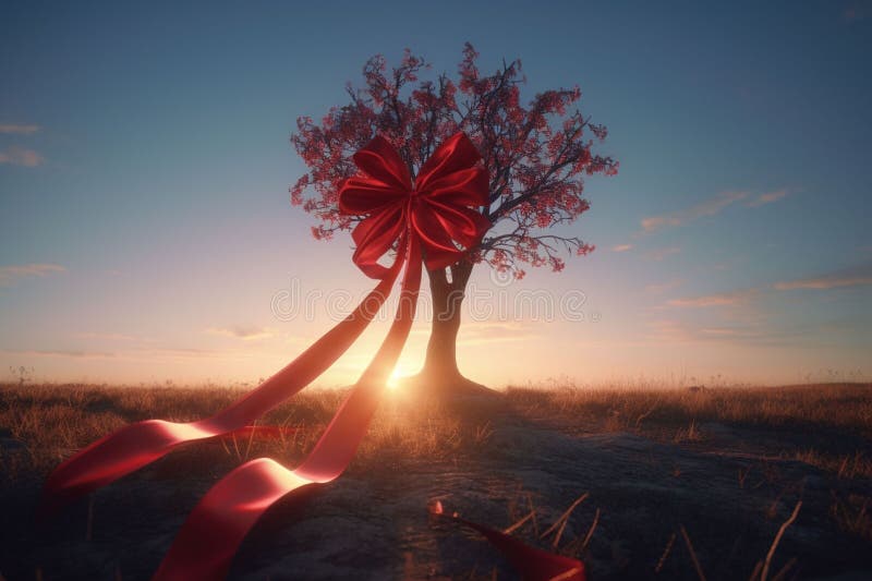 Remembrance Ribbon Tied Around a Tree a Stock Illustration ...