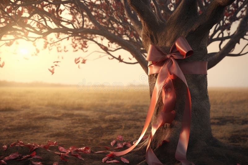 Remembrance Ribbon Tied Around a Tree a Stock Illustration ...