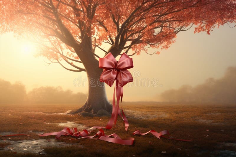 Remembrance Ribbon Tied Around a Tree a Stock Illustration ...