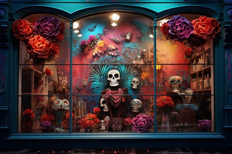 Remembrance Window Display with Day of the Dead Stock Illustration ...