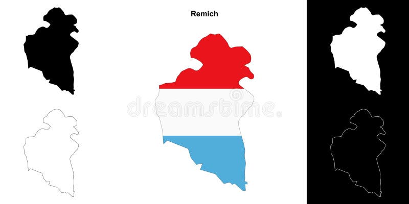 Remich outline map stock vector. Illustration of silhouette - 334990125