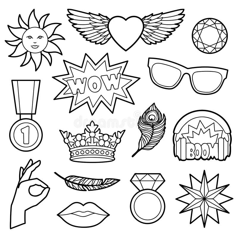 Remiendos De La Moda Fijados Ilustración del Vector - Ilustración de ...