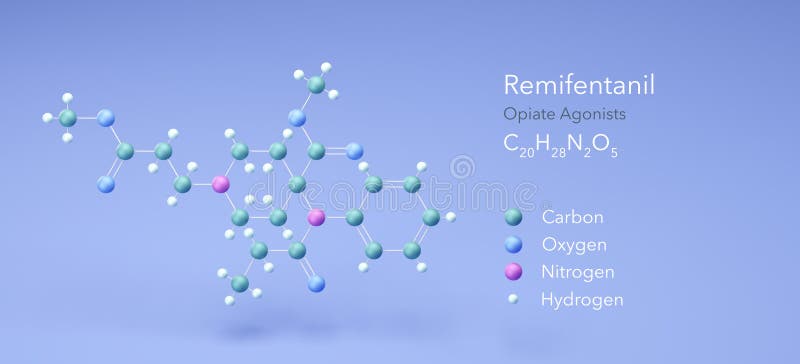 Remifentanil Molecule, Molecular Structures, Opiate Agonists, 3d Model ...