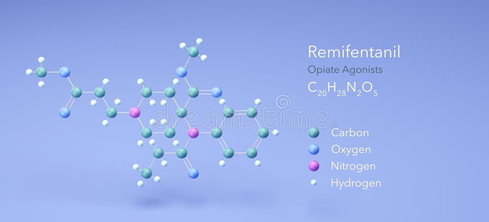 Remifentanil Molecule, Molecular Structures, Opiate Agonists, 3d Model ...