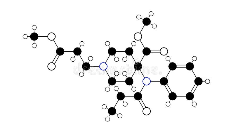 Remifentanil Molecule, Structural Chemical Formula, Ball-and-stick ...