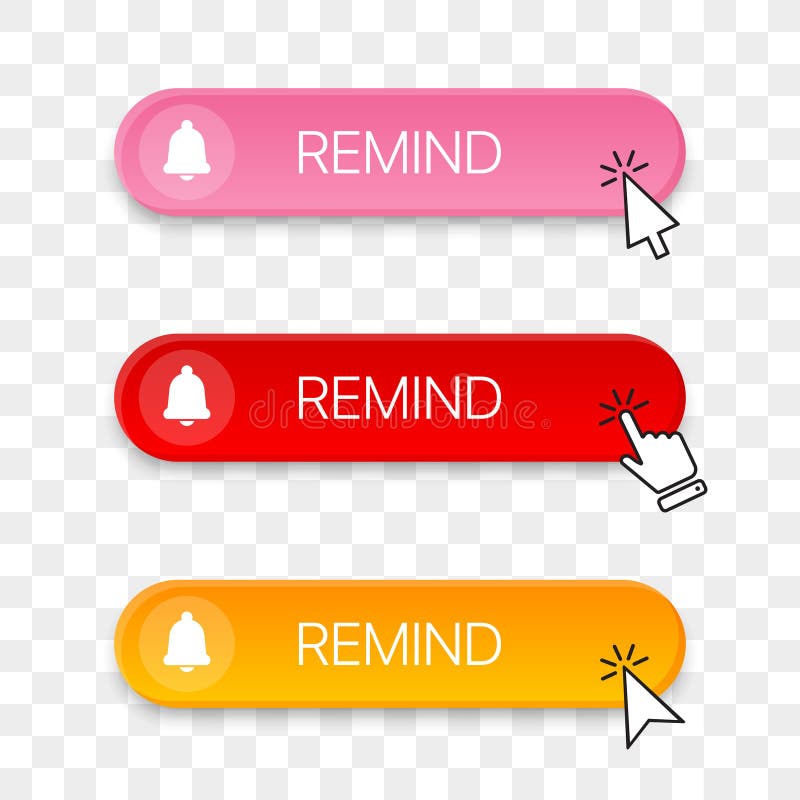 Remind Button Icon Collection with Different Clicking Hand Cursor Stock ...