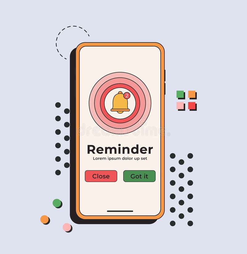 Reminder App, Notifications Page with Floating Elements. Cute Trendy ...