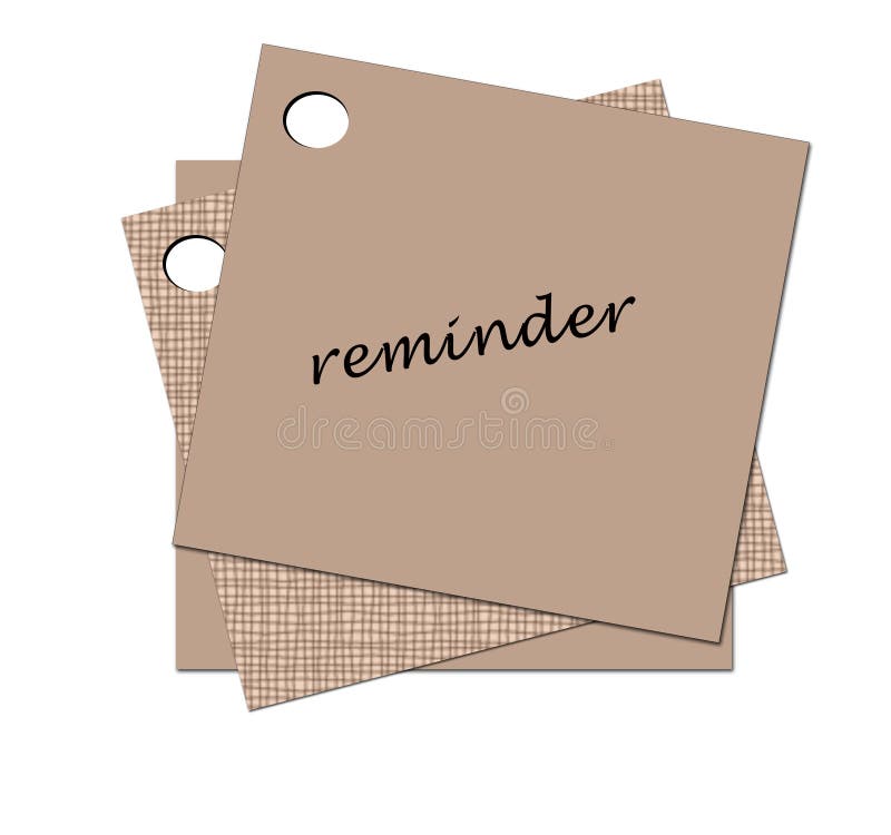 Reminder. Brown Sticky Note Attached on White Background Stock ...