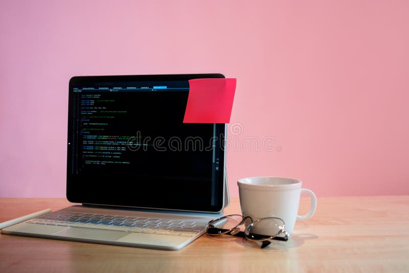 A Reminder in the Corner of the Monitor, it S Time To Write Code, Stock ...