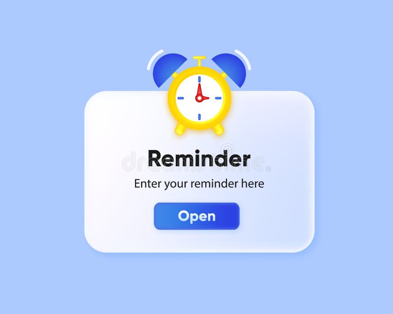 Reminder in 3D Design. Notifications Page. Business Planning ,events ...