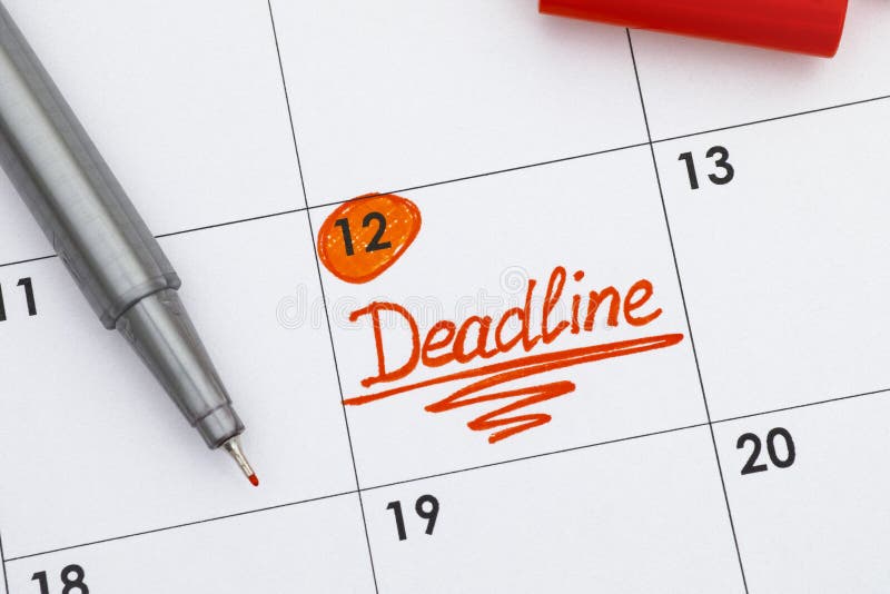 Reminder Deadline in Calendar with Red Pen Stock Photo - Image of ...