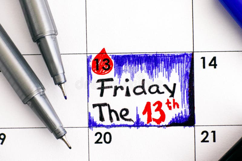 Reminder Friday the 13th in Calendar with Pens. Stock Photo - Image of ...
