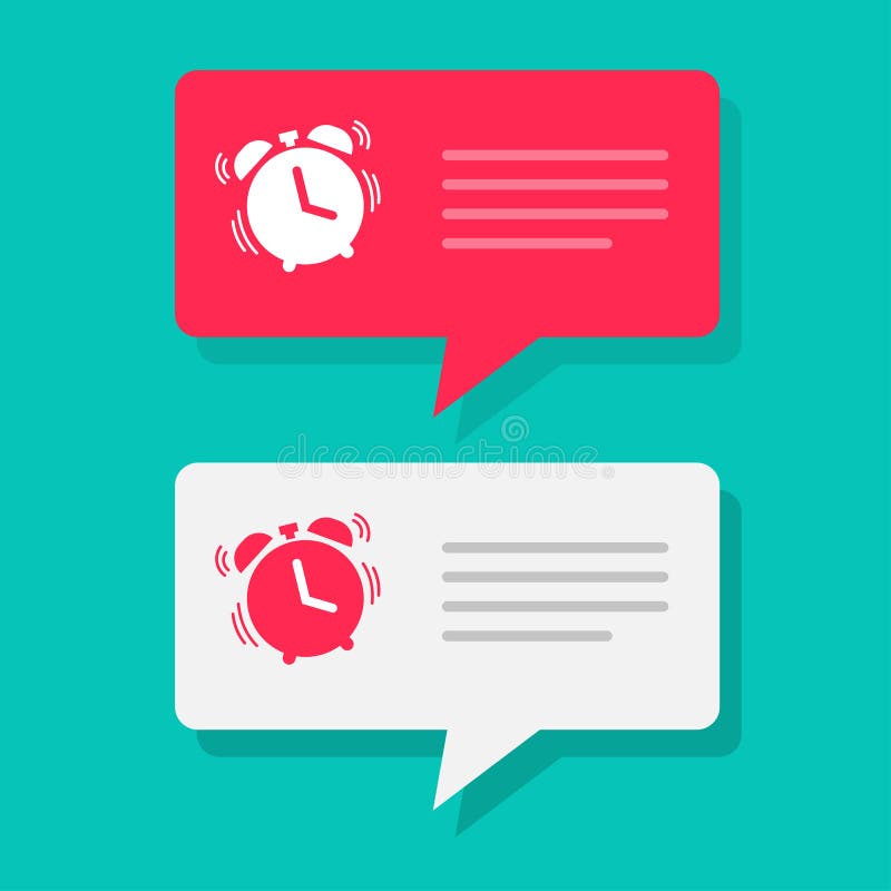 Alarm Clock Reminder Message Notice Bubble To Wake Up Vector, Watch ...