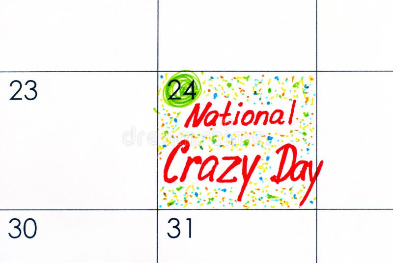 Reminder National Crazy Day in Calendar Stock Illustration ...