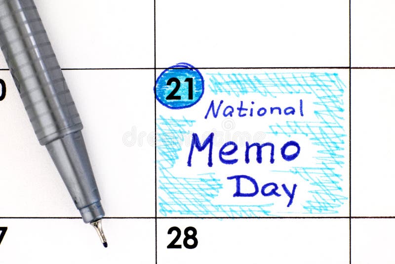Reminder National Memo Day in Calendar with Pen Stock Photo - Image of ...