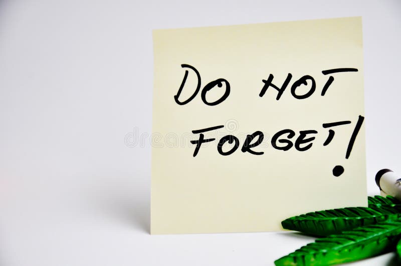 Reminder Not To Forget Post Card Stock Photo - Image of sticker, forget ...