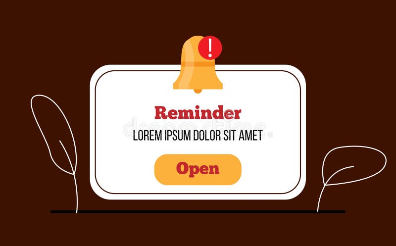 Reminder Page with a Bell Notification Flat Style Stock Vector ...