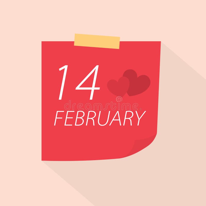 Reminder Paper Note with Valentine`s Day, 14 February Date Stock Vector ...