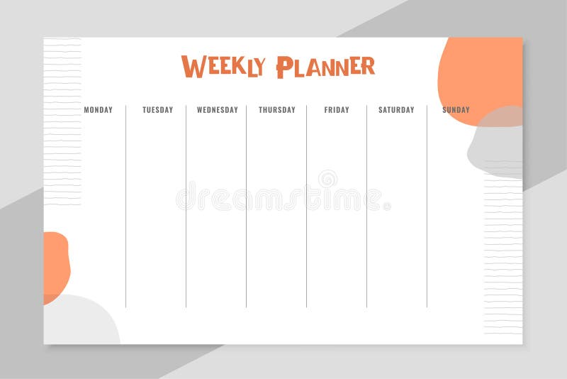 Daily Reminder Planner Template for Whole Week Design Stock Vector ...