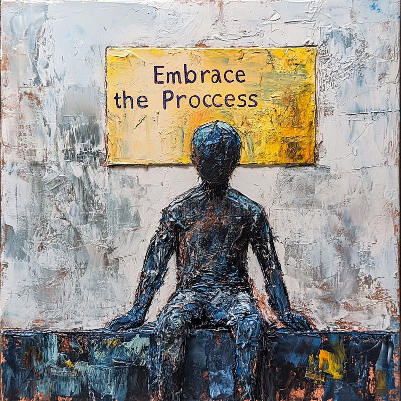 Reminder Reading Embrace the Process on a Plain, Clean Backdrop Stock ...