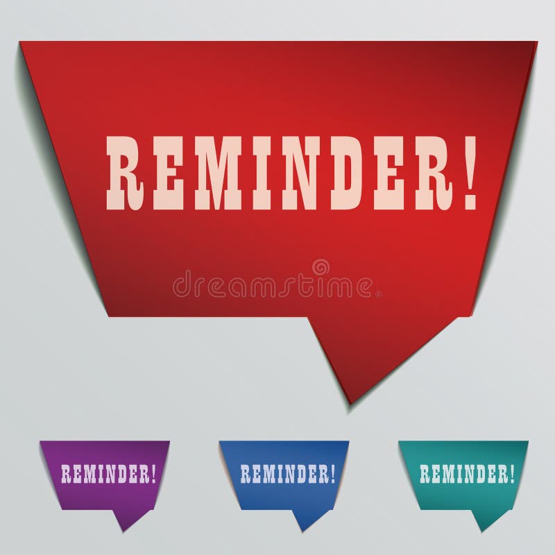 Reminder Red 3d Realistic Paper Speech Bubble Stock Vector ...