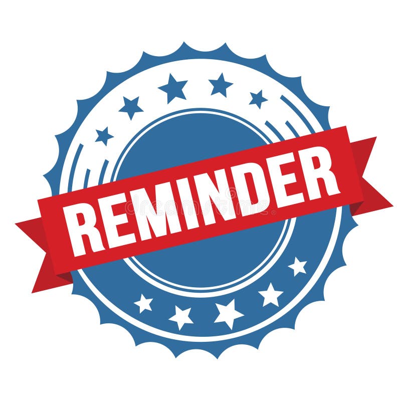 REMINDER Text on Red Blue Ribbon Stamp Stock Illustration ...