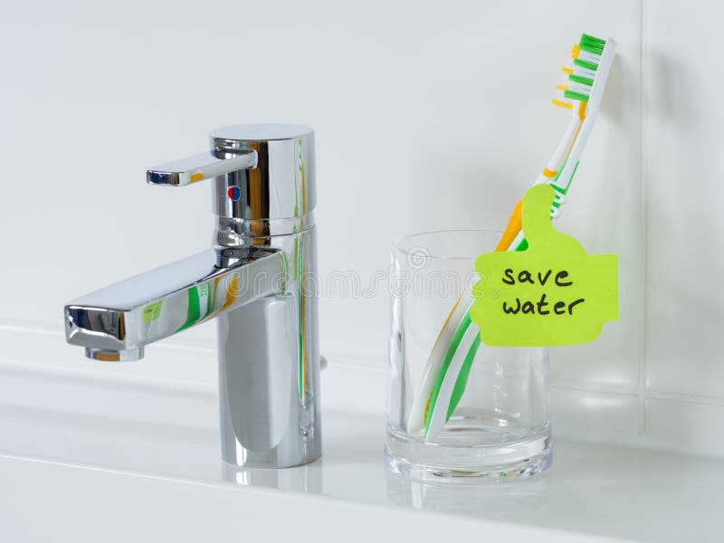 Reminder To Save Water In The Bathroom Stock Image Image Of Abstract
