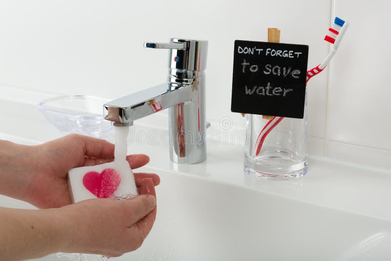 Reminder To Save Water In The Bathroom Stock Image Image Of Flow