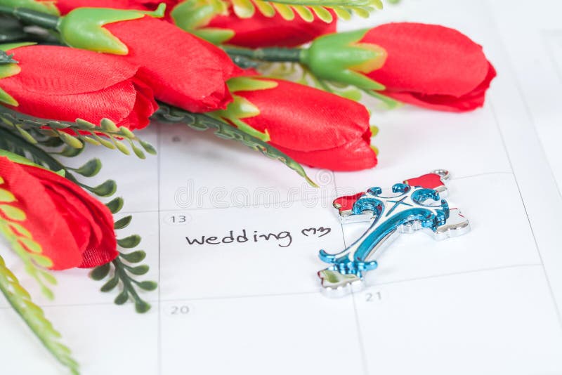 Reminder Wedding Day in Calendar Stock Image - Image of wedding, letter ...