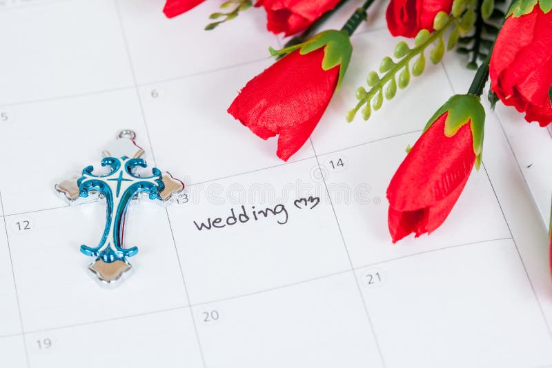 Reminder Wedding Day in Calendar Stock Image - Image of message ...